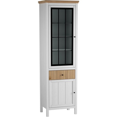 Шкаф для посуды Сканди 111 дверь со стеклом, цвет - белый/антик
