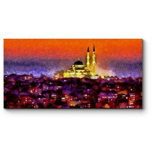 Модульная картина Сияющий Стамбул ночью 40x20