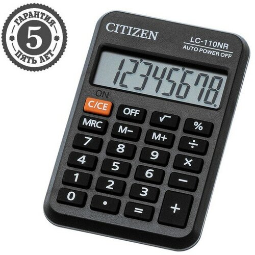 Citizen Калькулятор карманный Citizen "LC-110NR", 8-разрядный, 58 х 88 х 11 мм, питание от батарейки, черный