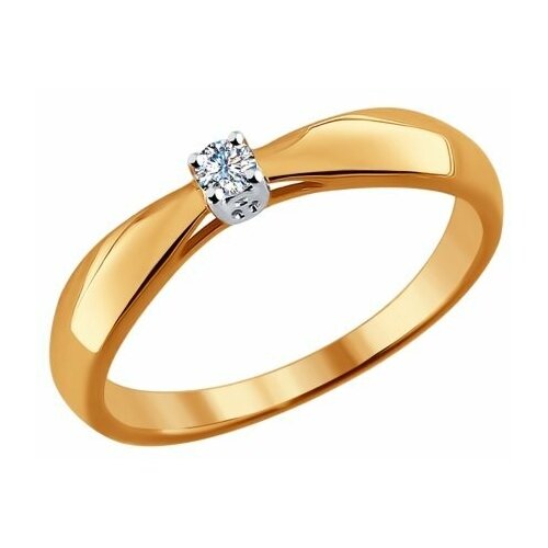 Кольцо помолвочное Diamant online, золото, 585 проба, бриллиант, размер 17