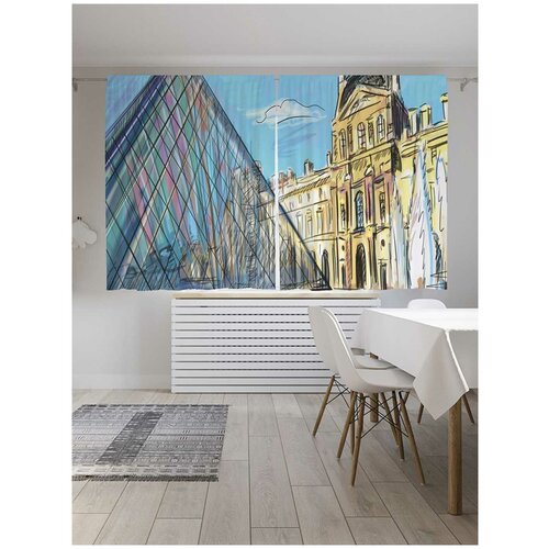 Классические шторы JoyArty "Стеклянная архитектура", серия Oxford DeLux, 2 полотна 145x180 см