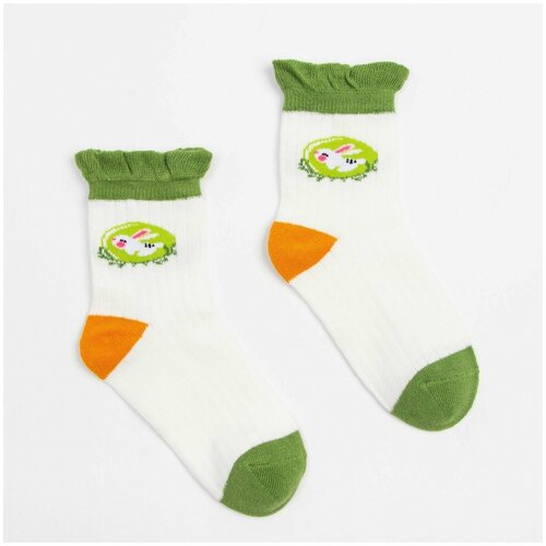 Носки Minaku размер 23-25, зеленый, белый