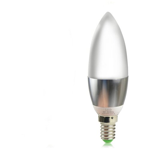 Лампа (LED) свеча прямая, E14, 5Вт. Цвет: дневной белый, матовая. Комплект 5 штук