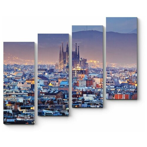 Модульная картина Величественная Барселона в сумерках110x95