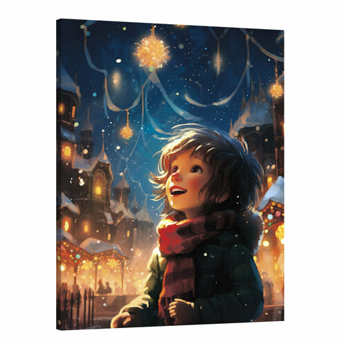 Интерьерная картина 50х70 "Рождество: момент волшебства и чудес"