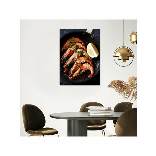 Картина на холсте с подрамником Аппетитные креветки 60х80