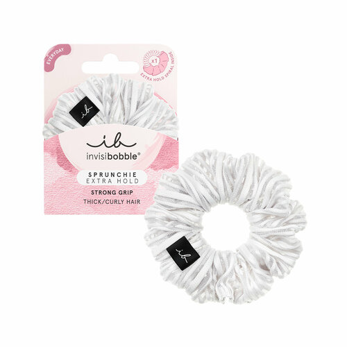 SPRUNCHIE EXTRA HOLD Pure White резинка для густых волос Invisibobble