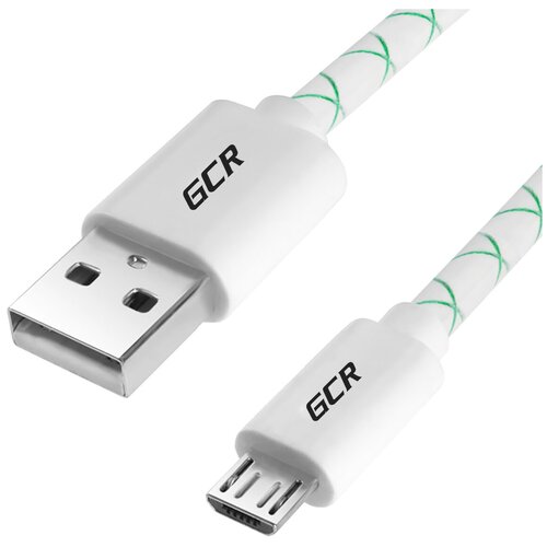 Кабель GCR USB - microUSB (GCR-UA9MCB3), 1 м, бело-зеленый