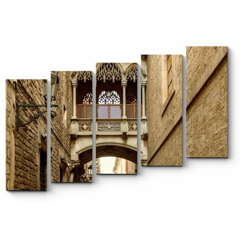 Модульная картина Узкая мощеная улочка Барселоны 120x84