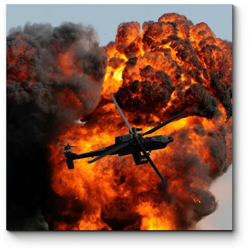 Модульная картина Вертолет против гигантского взрыва120x120