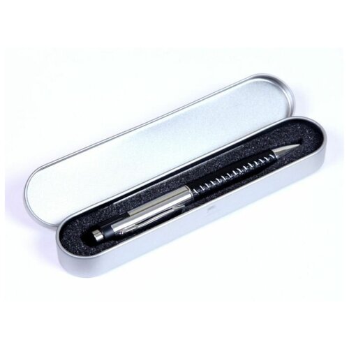 Подарочная флешка Ручка кожаная черная 8GB в металлическом боксе