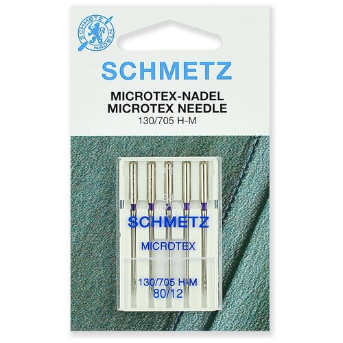Игла/иглы Schmetz Microtex 130/705 H-M 80/12 особо острые, серебристый, 5 шт.