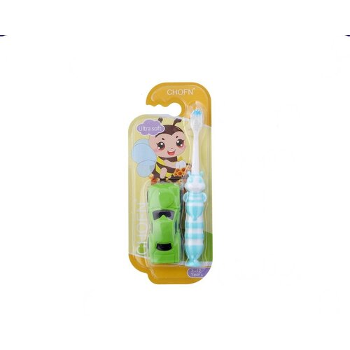 FARRES Зубная щетка детская с игрушкой "Машинка" YS5005 голубая
