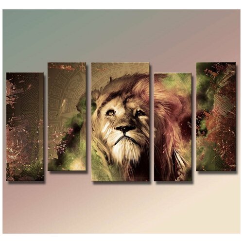 Модульная картина на Стекле - "Король лев", размер 90х55 см