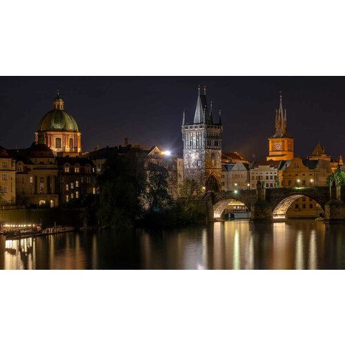 Картина на холсте 110x60 LinxOne "Прага город Prague мосты" интерьерная для дома / на стену / на кухню / с подрамником
