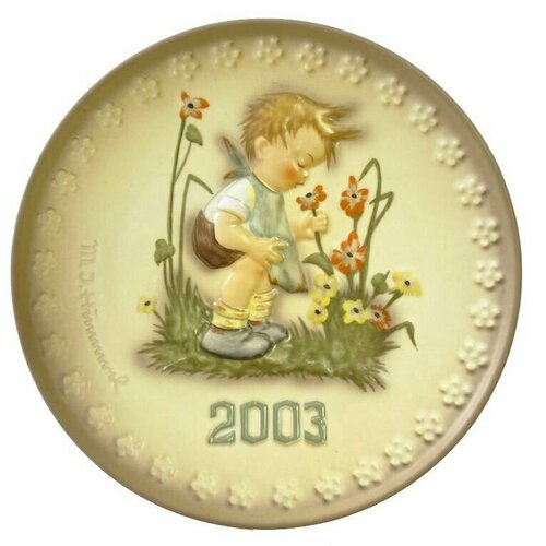 Коллекционная декоративная тарелка Hummel "Флорист" 2003. Фарфор, роспись. Goebel, Германия, 2001 год.