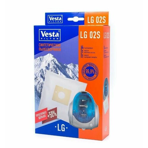 Пылесборники VESTA FILTER LG 02S синтетика комл. 4шт.+2 фильтра