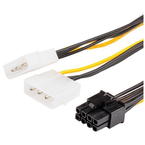 Кабель Atcom PCI-E 8-pin - 2 x 3-pin Molex (AT8604), 0.15 м, черно-желтый