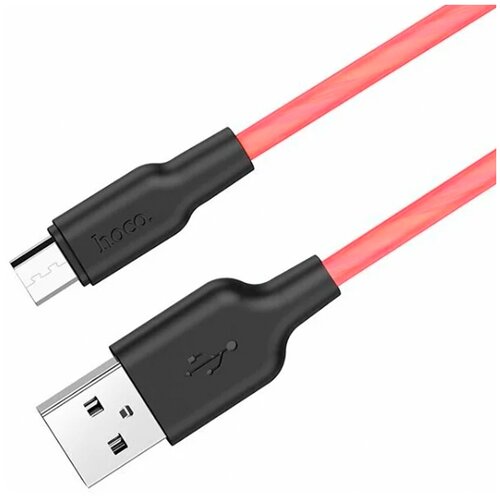 USB дата кабель Micro USB HOCO X21 красный 1м. 2A