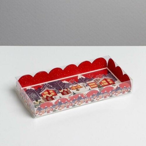 Коробка для кондитерских изделий с PVC крышкой «Карусель», 10.5 × 21 × 3 см(5 шт.)