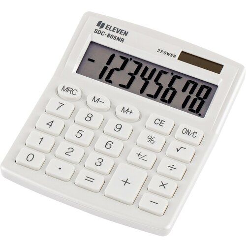 Калькулятор Eleven настольный, 8 разрядов, двойное питание, 127х105х21 мм, белый (SDC-805NR-WH)