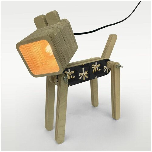 Настольная лампа светильник Собака праздник Новый год, рождество, подарок, бант, черный, золотой - 720
