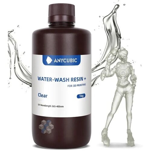 Фотополимерная водосмываемая смола Anycubic Water Wash Resin+ прозрачная
