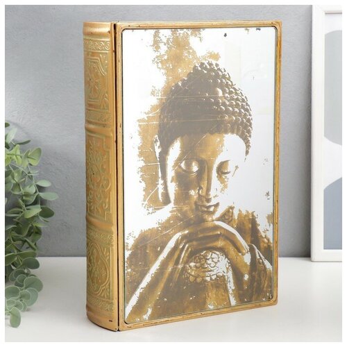 Шкатулка-книга металл, стекло "Будда" 30х20х6,8 см