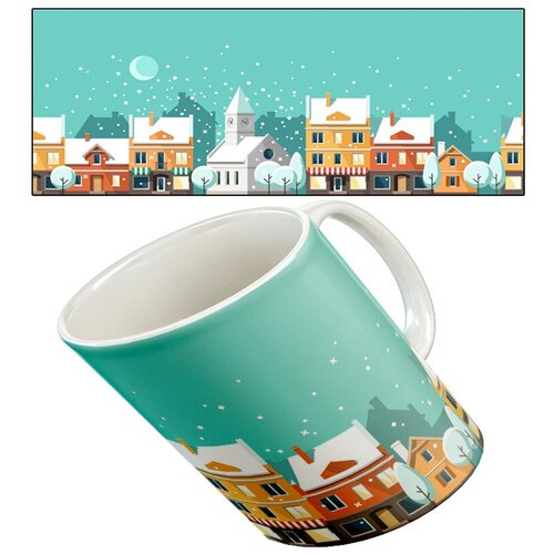 Кружка "Зимняя кружка", большая с рисунком, в подарок, для чая и кофе, керамическая, 330 мл