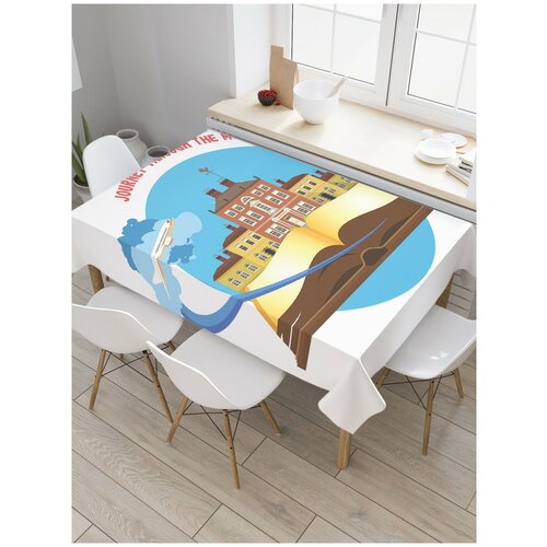 Скатерть прямоугольная JoyArty на кухонный стол "Путешествие в самые красивые места" из оксфорда, 120x145 см