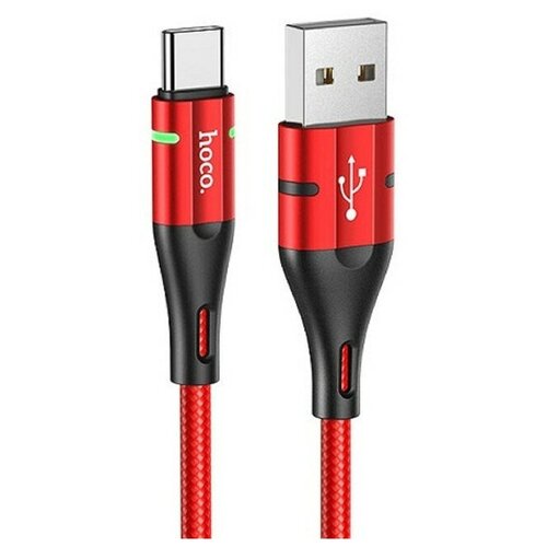 Кабель Hoco U93, USB - Type-C, 3 А, 1.2 м, индикатор, красный