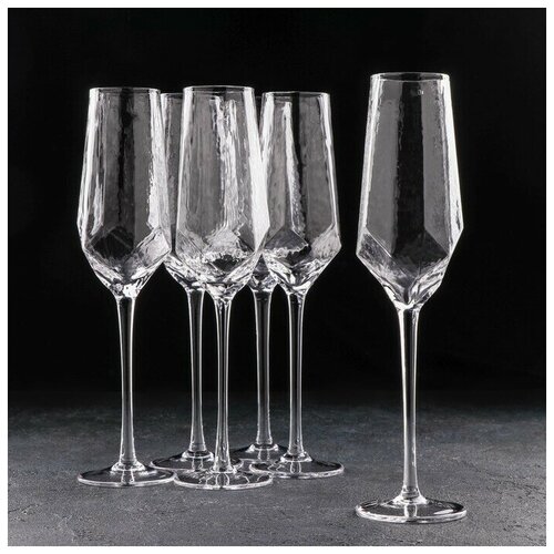 Набор бокалов для шампанского Magistro Дарио, 180 мл, 7x27,5 см, 6 шт, цвет прозрачный