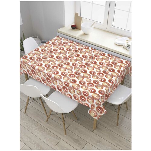 Скатерть прямоугольная JoyArty на кухонный стол "Геометрические ракушки" из оксфорда, 180x145 см