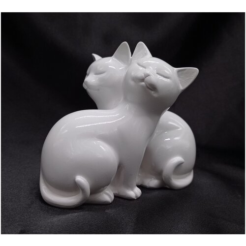 Статуэтка Коты влюбленные 12 см, гипс, цвет белый