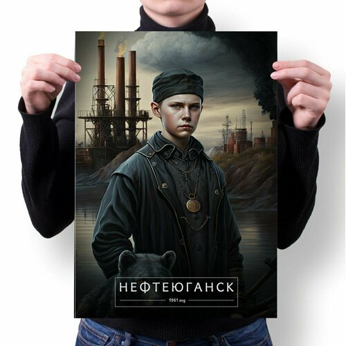 Плакат А4 Города России глазами нейросети - Нефтеюганск № 209
