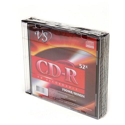 VS Диск CD-R VS 700Mb 52x Slim Case, 5шт