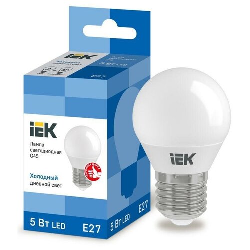 Лампа светодиодная ECO G45 5Вт шар 6500К E27 230В | код LLE-G45-5-230-65-E27 | IEK (6шт. в упак.)