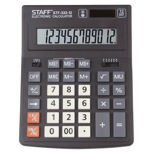 STAFF Калькулятор настольный PLUS STF-333 200x154мм , 12 разрядов, двойное питание, 250415