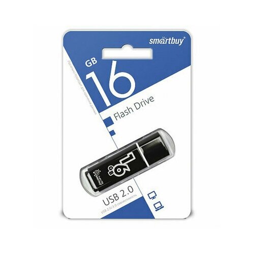 Флеш-диск 16 GB, комплект 3 шт, SMARTBUY Glossy, USB 2.0, черный, SB16GBGS-K