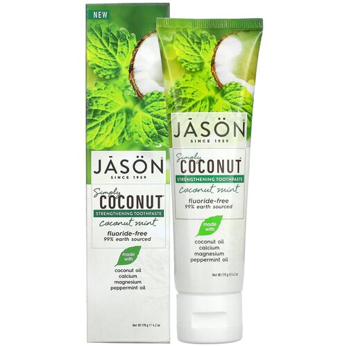 Jason Natural Simply Coconut укрепляющая зубная паста кокос и мята 119 гр