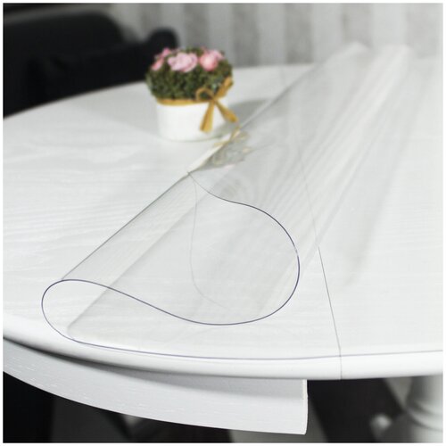 Гибкое/мягкое стекло овал Vello d'oro, 100x160 см, толщина 0.8 мм, скатерть ПВХ прозрачная декоративная на овальный стол
