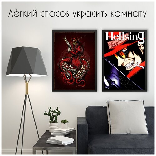 Набор постеров аниме 2шт А3 (30х40) "Хеллсинг" №1. Постеры картины для интерьера, плакаты для детской