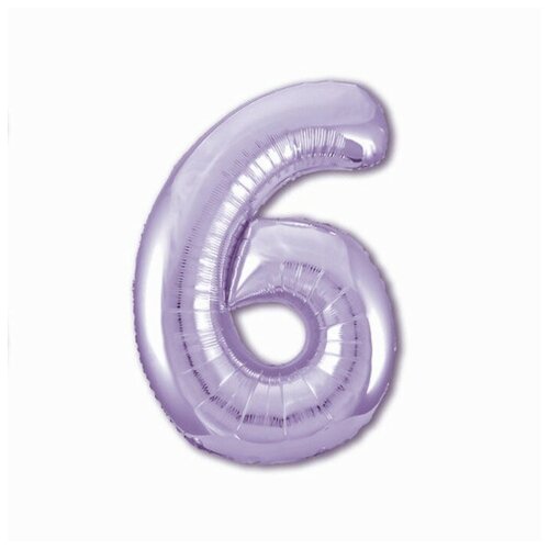 Шар фольгированный 40" «Цифра 6» цвет пастельный фиолетовый Slim