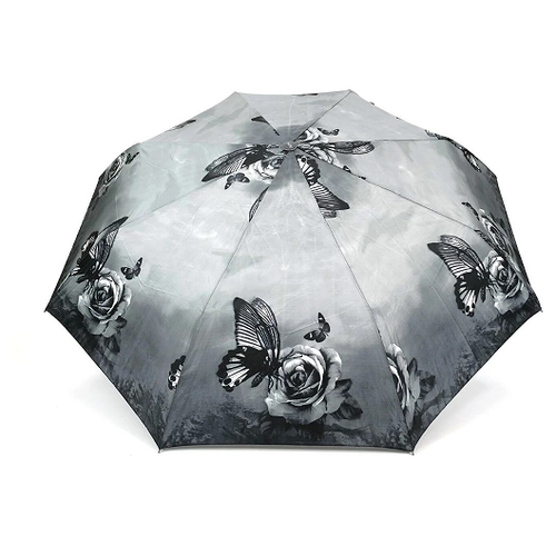 Смарт-зонт GALAXY OF UMBRELLAS, механика, 3 сложения, купол 96 см., 8 спиц, для женщин, серый