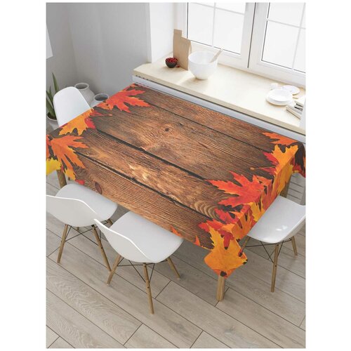 Скатерть прямоугольная JoyArty на кухонный стол "Осенний кленовый лист" из оксфорда, 180x145 см