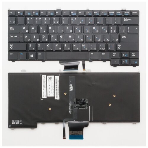 Клавиатура для ноутбука Dell Latitude E7440, Русская, черная с подсветкой