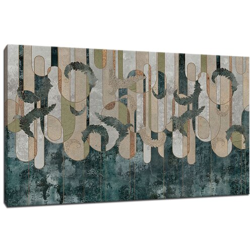 Картина Уютная стена "Нежное изумрудное панно с веточками" 110х60 см