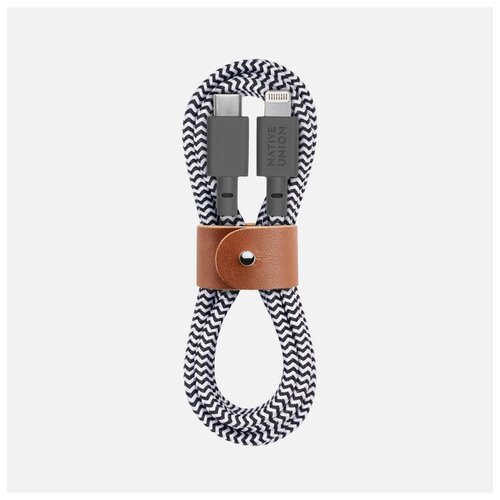 Кабель Native Union Belt USB Type-C - Lightning MFI, 1.2 м, 1 шт., зебра