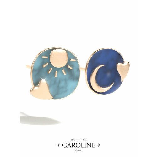 Серьги Caroline Jewelry День и Ночь, размер/диаметр 15 мм., синий, золотой