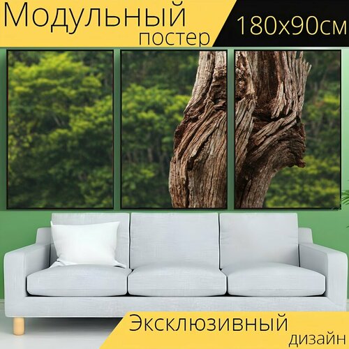 Модульный постер "Дерево, природа, древесина" 180 x 90 см. для интерьера